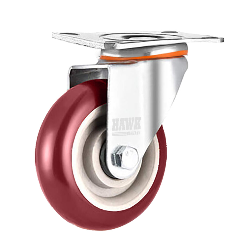 HAWK PRO Heavy-Duty Maroon PU Swivel Caster Wheel – Kbmtools
